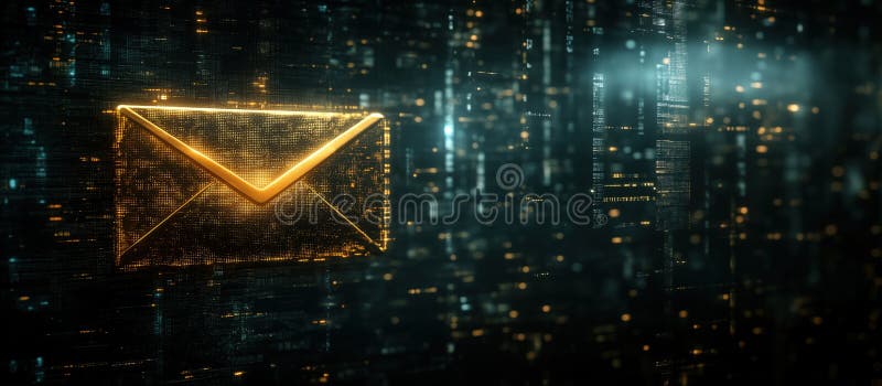 Digital Email Icon Glowing Amidst Data Streams, Futuristic Technology ...