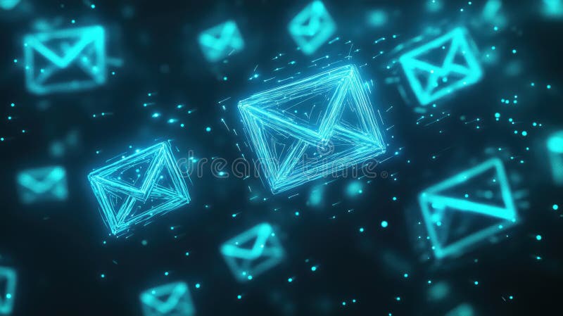Digital Email Icons Glowing in Blue Light Stock Photo - Image of data ...