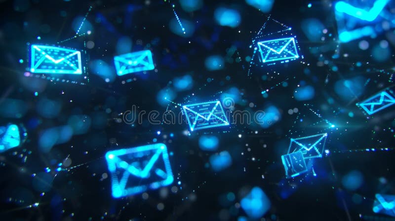 Digital Email Network Generative AI Stock Image - Image of blue ...