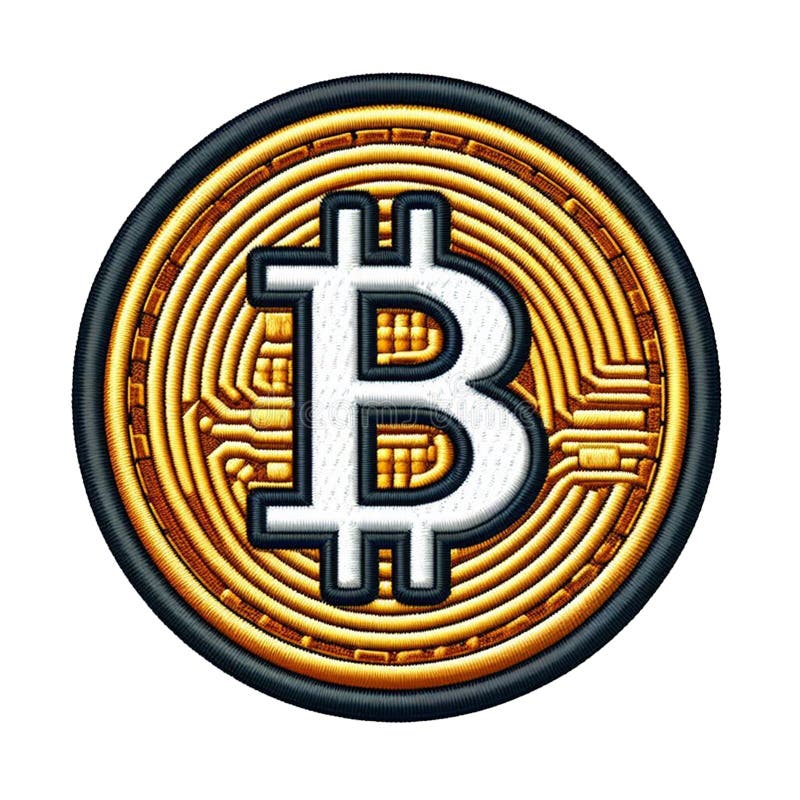 Digital Embroidery Patch Showcasing the Orange Bitcoin Logo Stock ...