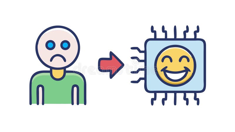 Digital Emotional Boost: from Sadness To Tech-Driven Happiness, Vector ...