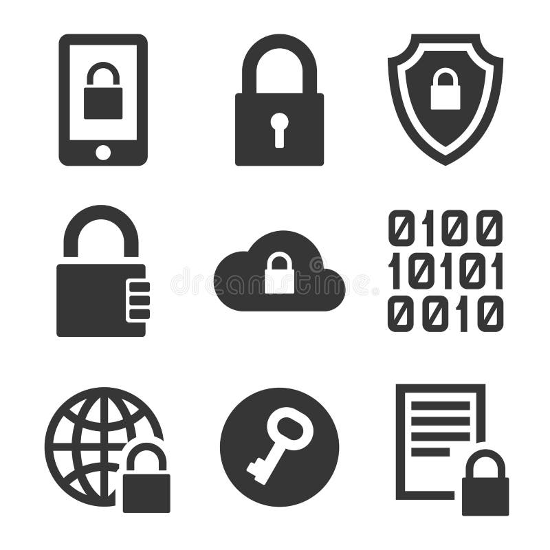 Digital Encrypt Technology Security Icons Set. Vector Stock Vector ...