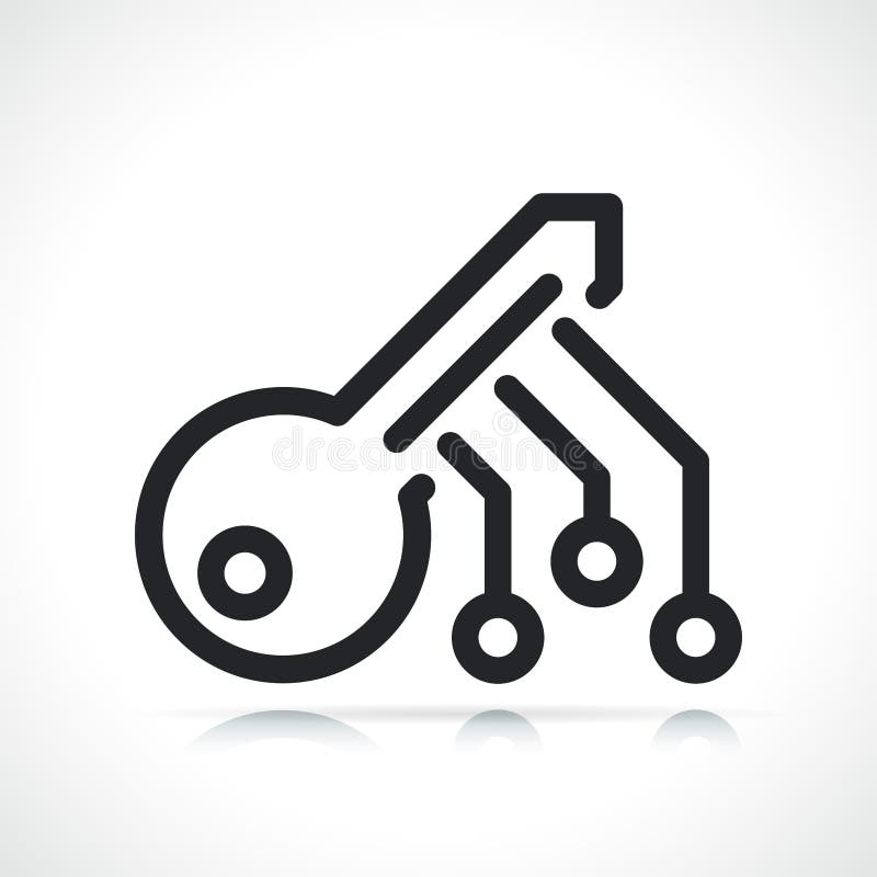 Digital Encryption Key Line Icon Stock Vector - Illustration of data ...