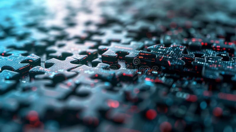 Digital Encryption Puzzle with Code Elements Stock Image - Image of ...