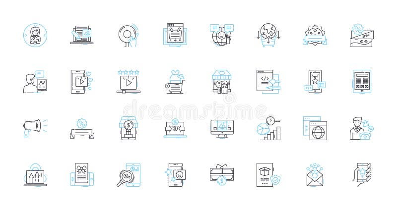 Digital Engine Linear Icons Set. Efficiency, Innovation, Automation ...