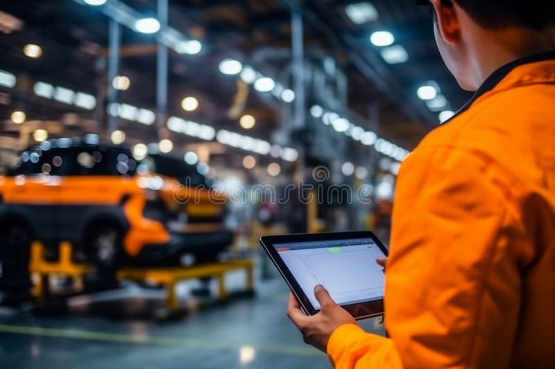 Digital Engineer Monitoring Automation System On Tablet In Smart