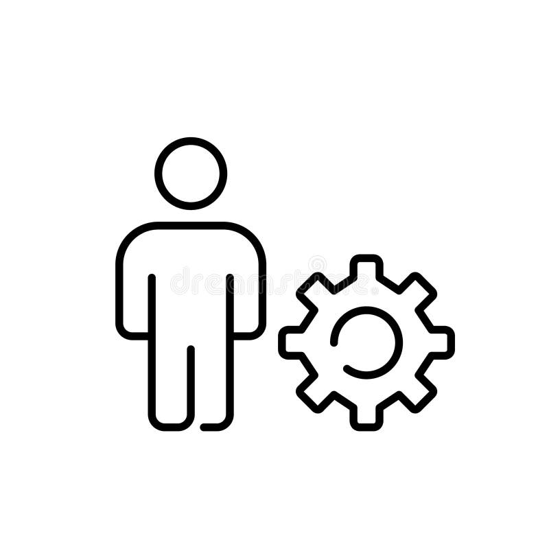 Digital Engineering Icon. Technical Professional. Person and Cogwheel ...