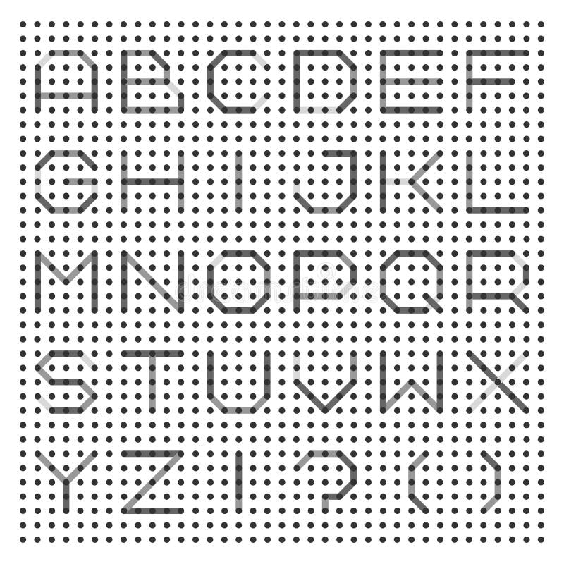 Digital English Alphabet. Vector Dotted Font. Stock Vector ...