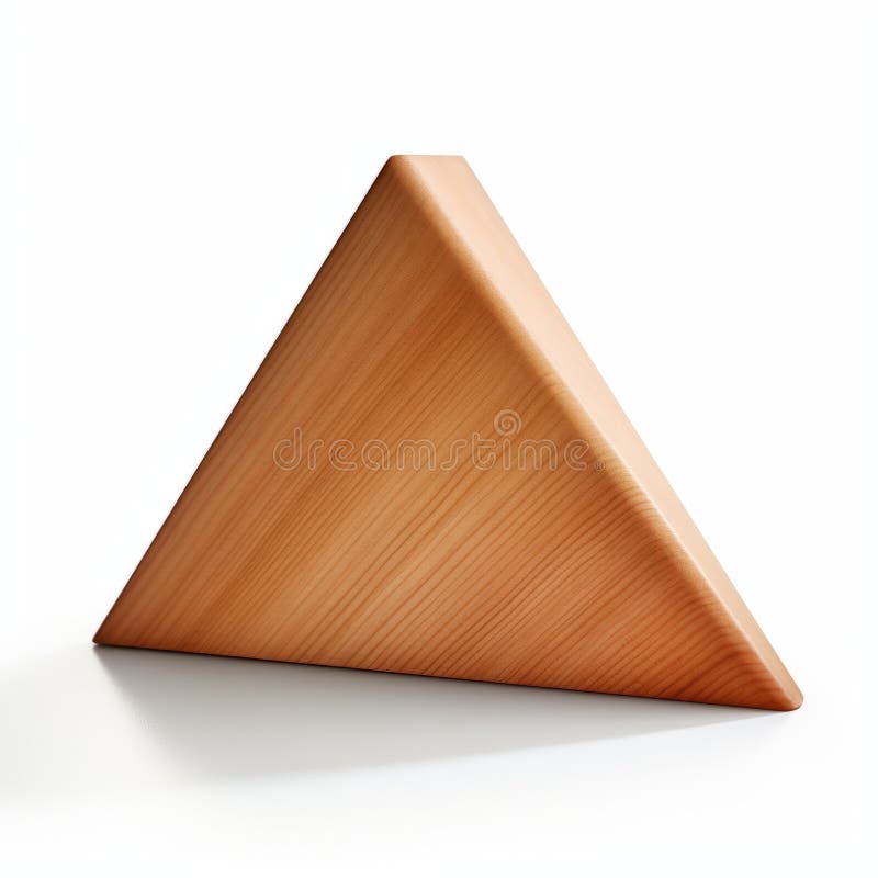 Digital Enhanced Triangle Wood Object on White Surface Stock ...