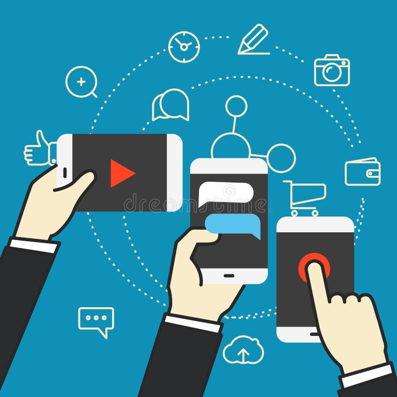 Digital Entertainment Illustration. Stock Vector - Illustration of ...