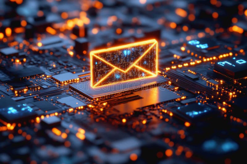 Digital Envelope on Circuit Board Representing Modern Tech ...