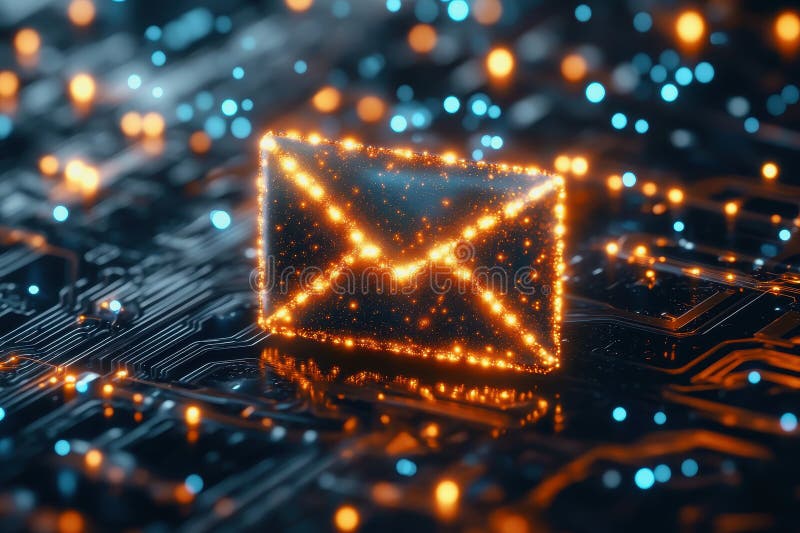 Digital Envelope on Circuit Board Representing Modern Tech ...