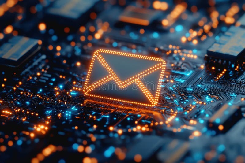 Digital Envelope on Circuit Board Representing Modern Tech ...