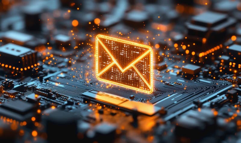 Digital Envelope on Circuit Board Representing Modern Tech ...