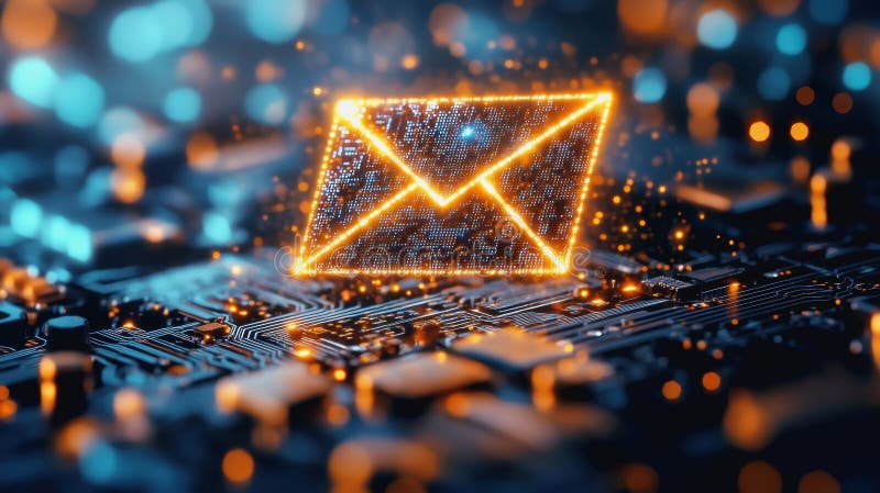 Digital Envelope on Circuit Board Representing Modern Tech ...