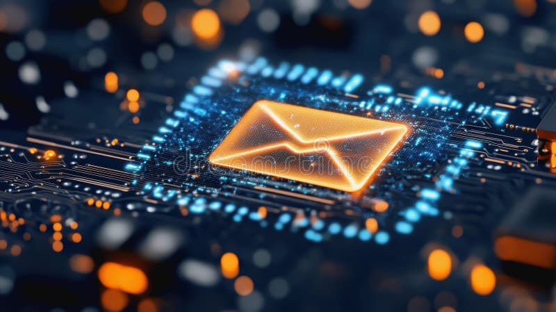 Digital Envelope on Circuit Board Representing Modern Tech ...