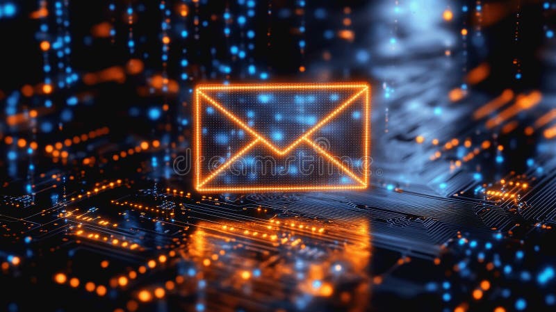 Digital Envelope on Circuit Board Representing Modern Tech ...