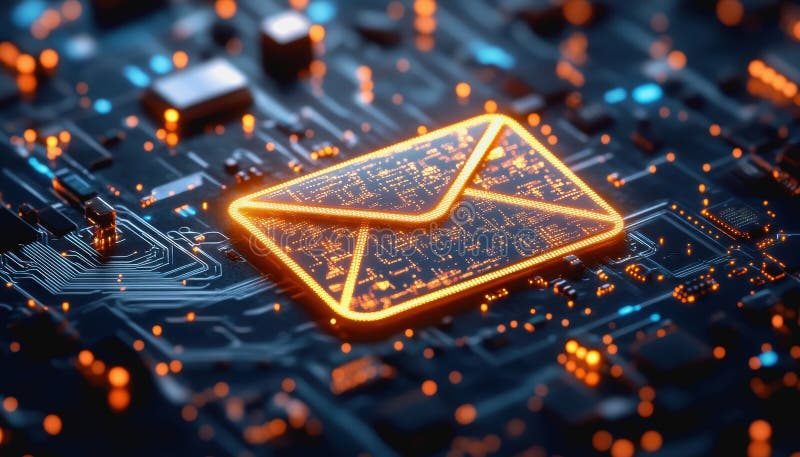 Digital Envelope on Circuit Board Representing Modern Tech ...