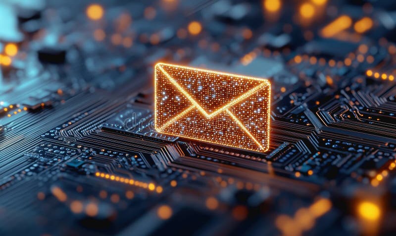 Digital Envelope on Circuit Board Representing Modern Tech ...