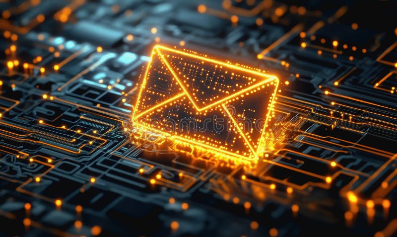 Digital Envelope on Circuit Board Representing Modern Tech ...