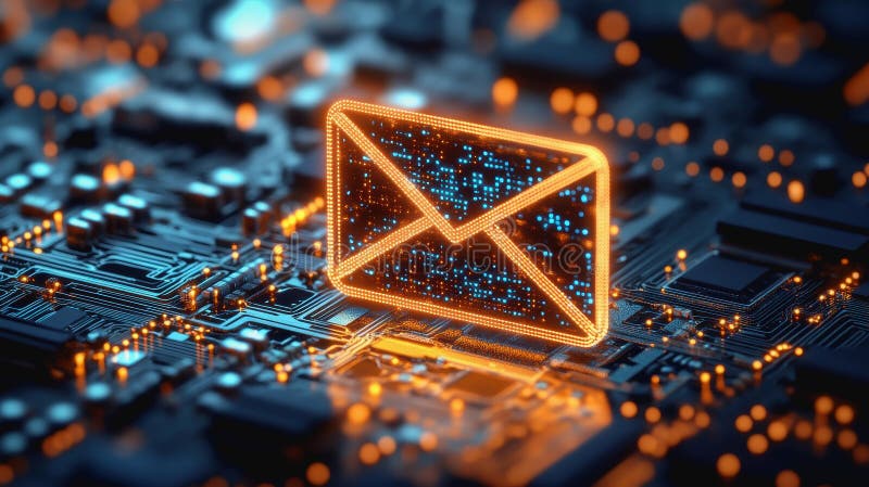 Digital Envelope on Circuit Board Representing Modern Tech ...