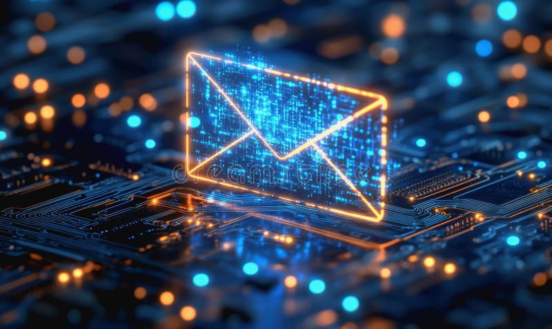 Digital Envelope on Circuit Board Representing Modern Tech ...