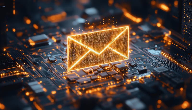 Digital Envelope on Circuit Board Representing Modern Tech ...