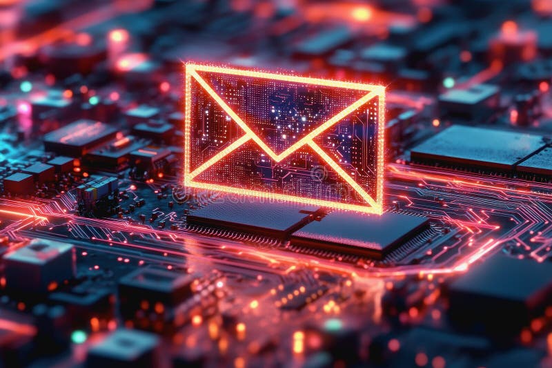 Digital Envelope on Circuit Board Representing Modern Tech ...