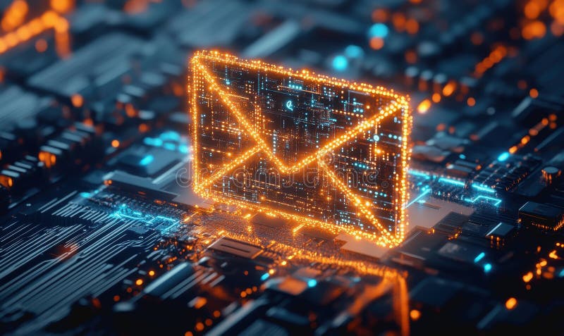 Digital Envelope on Circuit Board Representing Modern Tech ...