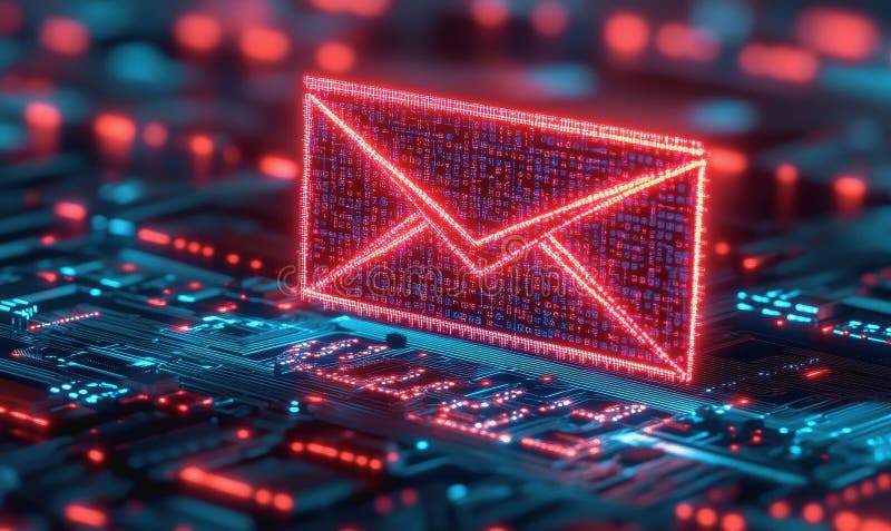 Digital Envelope on Circuit Board Representing Modern Tech ...