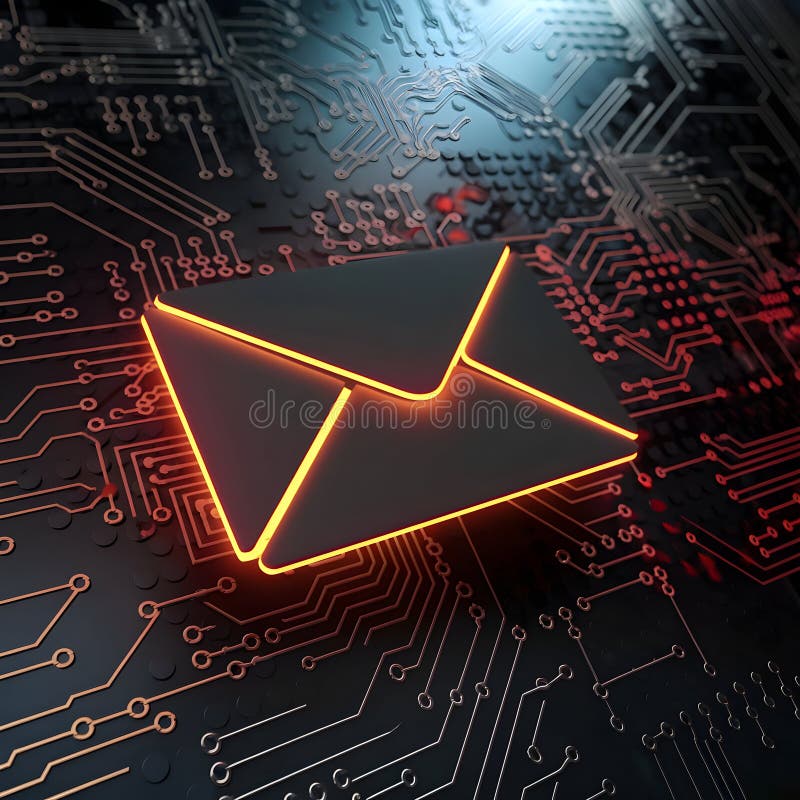 Digital Envelope Over Circuitry Background, Modern Communication ...