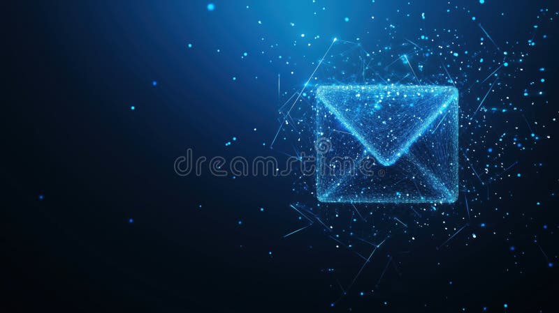 Digital Envelope Icon with Glowing Particles and Connections Stock ...