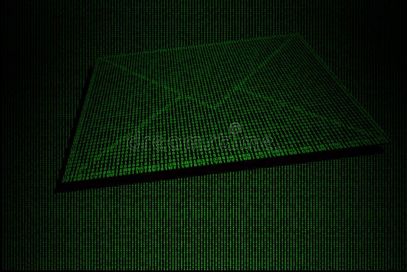 Digital Envelope Made of Green Binary Code Stock Illustration ...