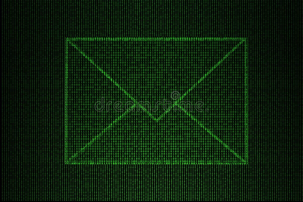 Digital Envelope Made of Green Binary Code Stock Illustration ...