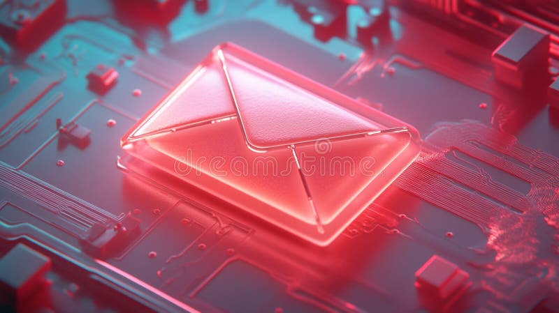 Digital Envelope Symbolizing Email Communication with Vibrant Neon ...