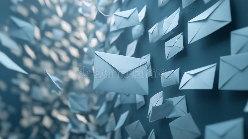Digital Envelopes Floating in a Futuristic Virtual Space Stock ...