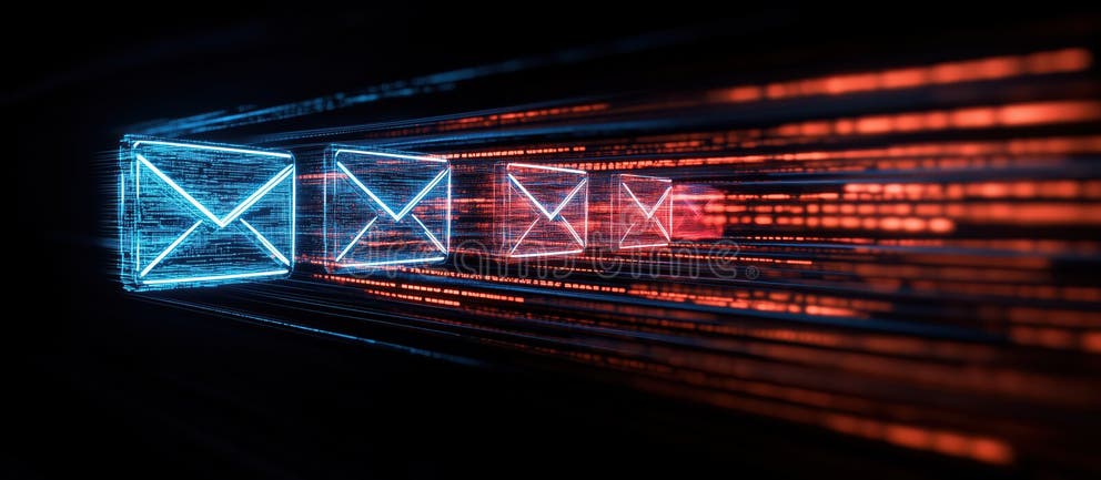 Digital Envelopes in Motion Create Vibrant, Dynamic Scene Stock ...