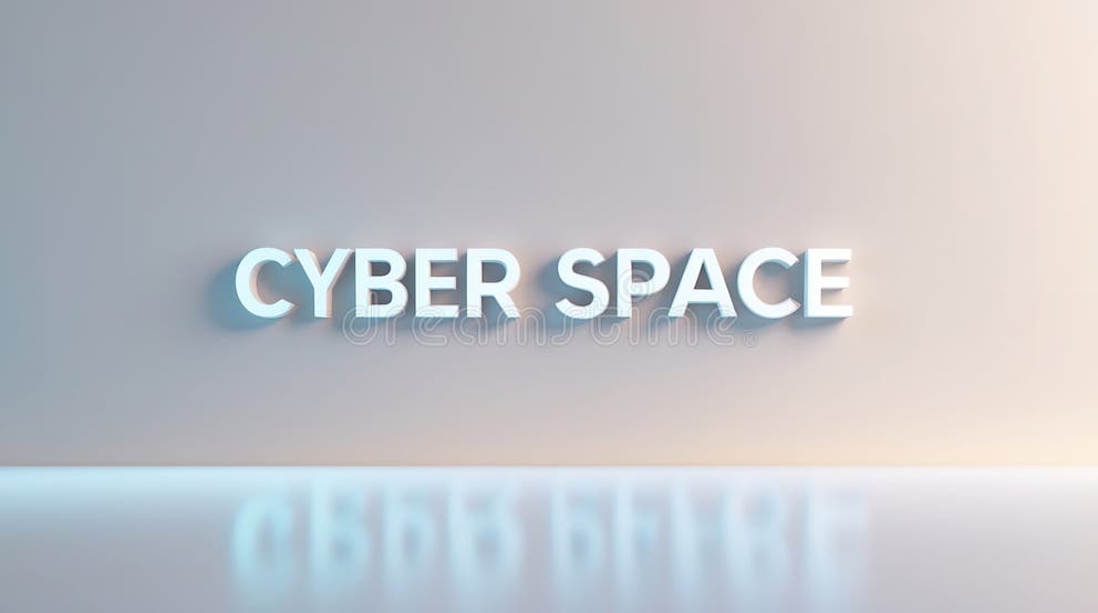 In a Digital Environment, the Words Cyber Space are Displayed with a ...