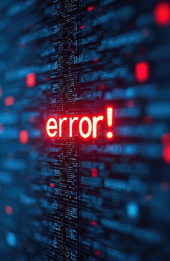 Digital Error Message Superimposed Over Blue, Red Binary Code ...