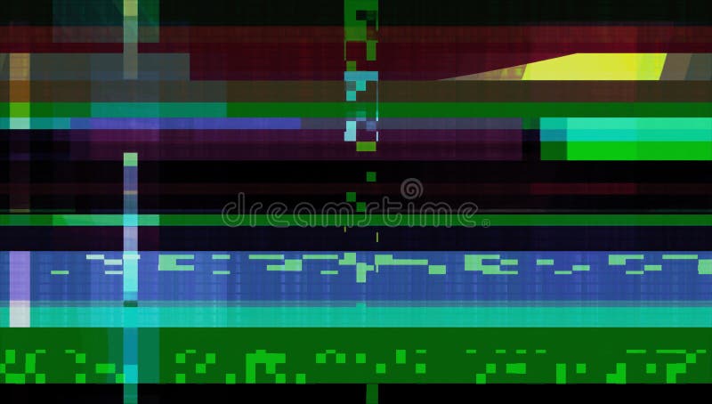Digital Errors on the Screen. Colorful Stripes Noisy Television Screen ...