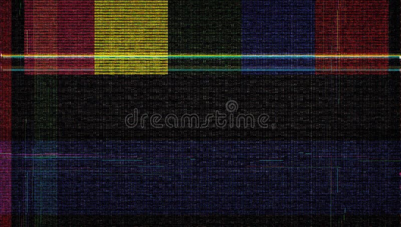 Digital Errors on the Screen. Colorful Stripes Noisy Television Screen ...