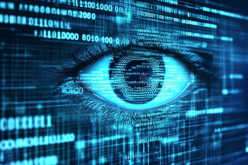 Digital Espionage Concept with Spy Eye and Network Code Stock Illustration - Illustration of ...