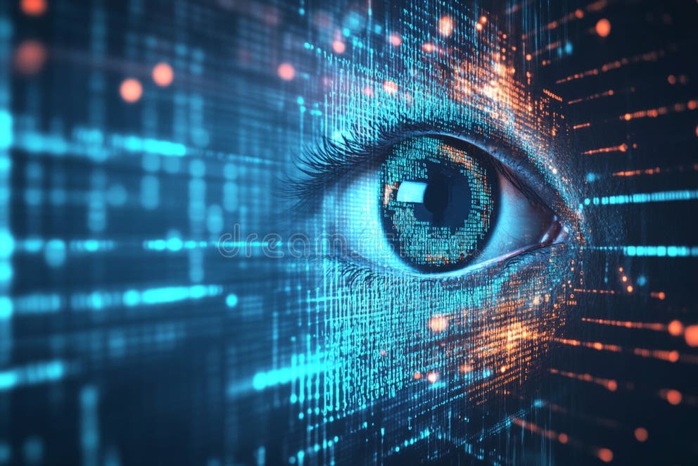 Digital Espionage Concept with Spy Eye and Network Code Stock ...