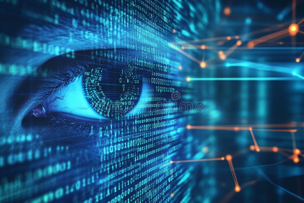 Digital Espionage Concept with Spy Eye and Network Code Stock ...