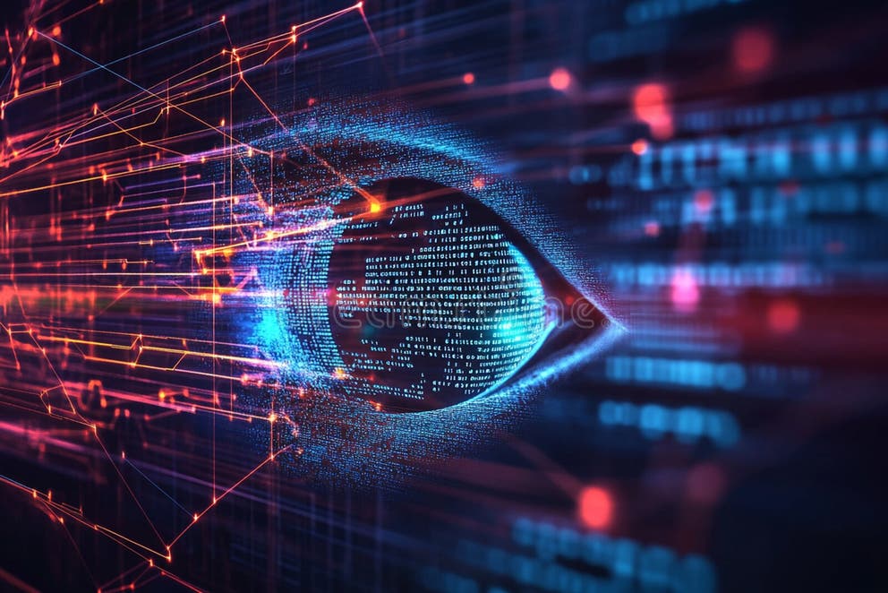 Digital Espionage Concept with Spy Eye and Network Code Stock ...