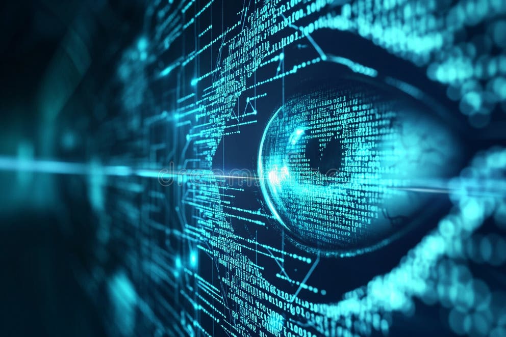 Digital Espionage Concept with Spy Eye and Network Code Stock ...