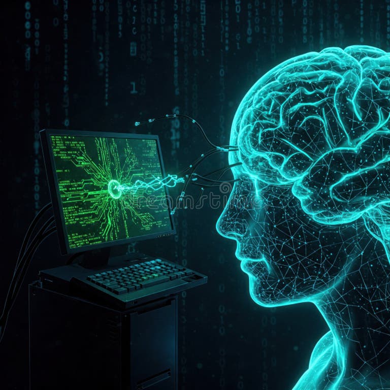The Digital Essence, the Neural Connection between the Brain and the Machine. Stock Photo ...