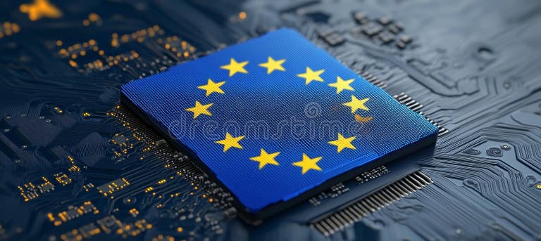 Digital Europe EU Flag Symbolizes Data Integration and Tech Innovation ...