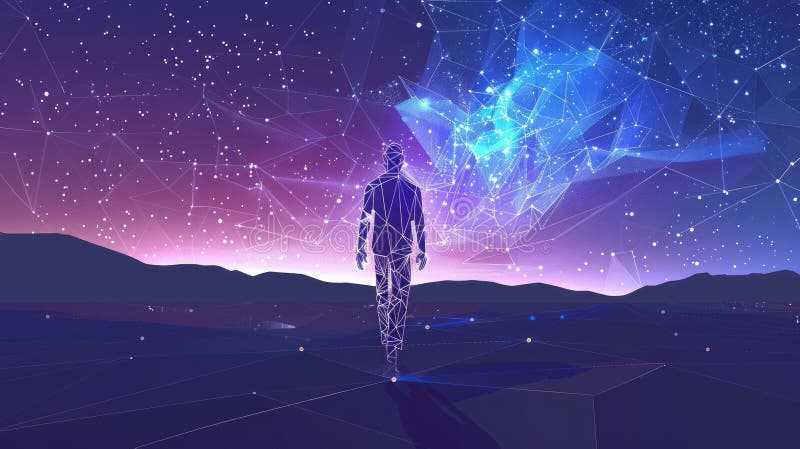 Digital Evolution of Human in a Wireframe Stock Image - Image of ...