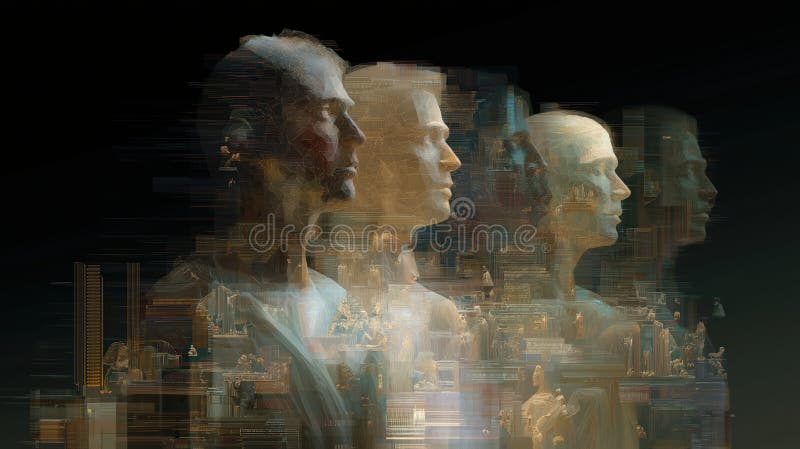 Digital Evolution of Humanity Generative AI Stock Illustration ...